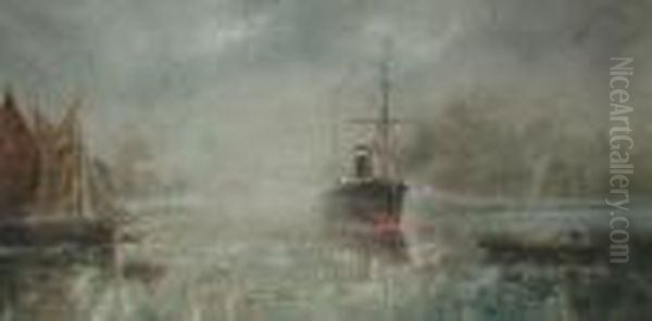 Shipping Off A Coast oil painting reproduction by George Cochrane Kerr ...
