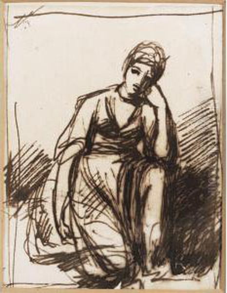 Study Of A Muse oil painting reproduction by George Romney ...