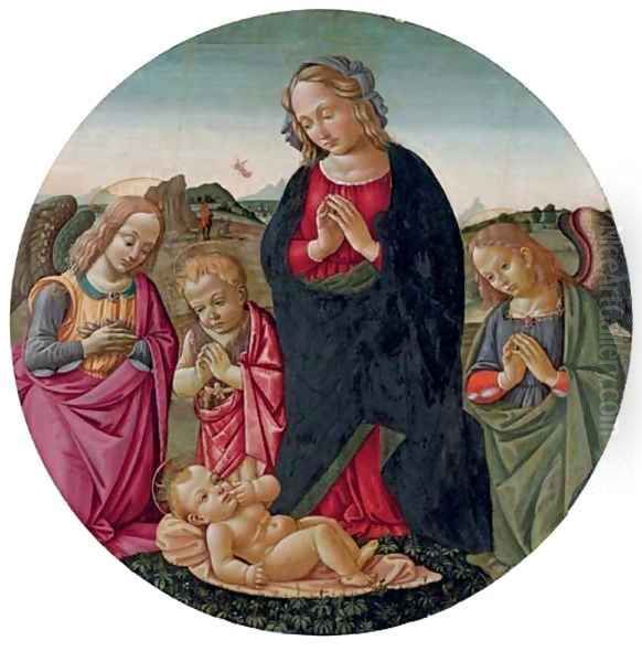 The Virgin with the Infant Saint John the Baptist and angels adoring the Christ Child oil ...