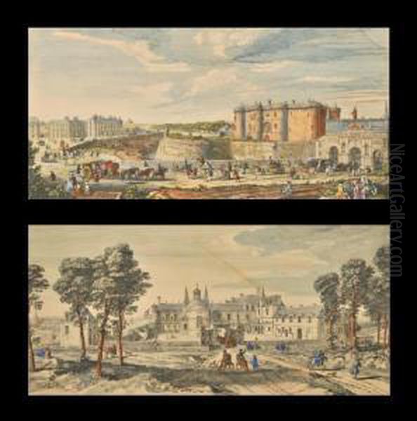 Vue De La Bastille De Paris oil painting reproduction by Jacques Rigaud ...