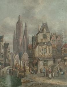 Coutances, Normandy oil painting reproduction by Thomas Matthew Rooke ...