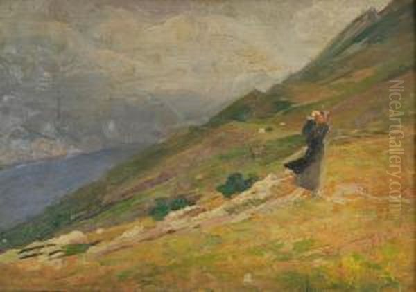 Lago Fra I Monti oil painting reproduction by Angelo Landi ...