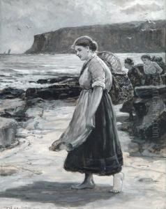 Study Of A Fisherwoman On A North East Shore oil painting reproduction ...