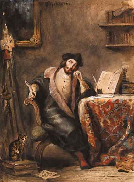 Faust dans son cabinet oil painting reproduction by Eugene Delacroix ...