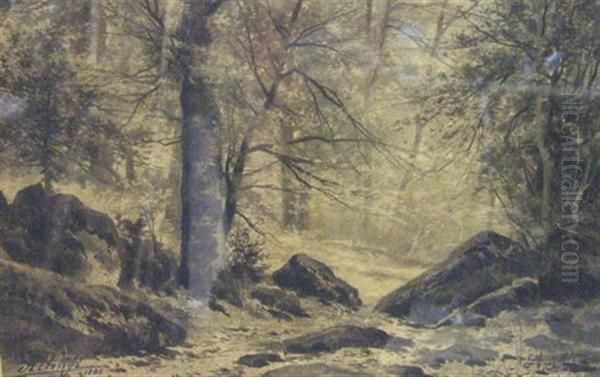 Foret De Fontainebleau oil painting reproduction by Auguste Allonge ...